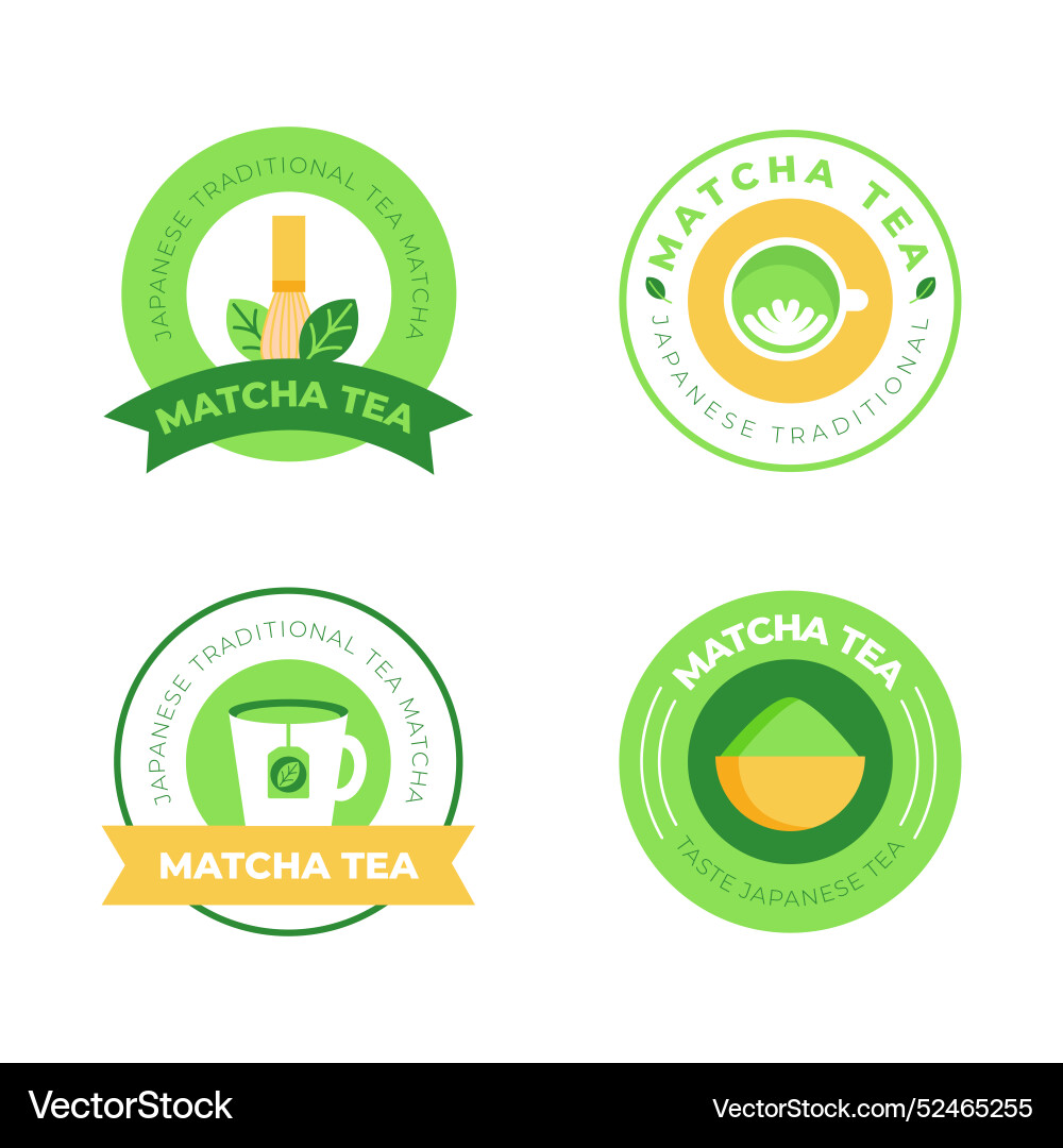 Matcha tea badges Royalty Free Vector Image - VectorStock