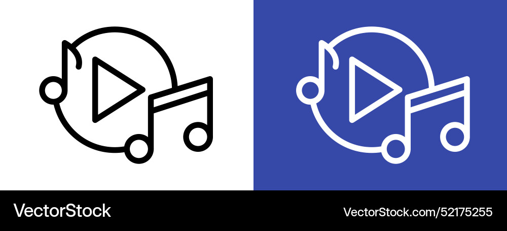 Music logo sign set outline Royalty Free Vector Image