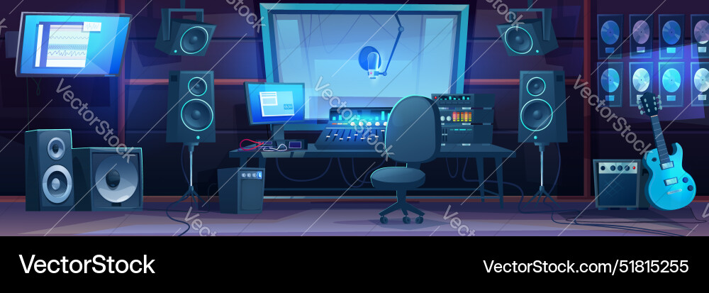 Music record studio interior Royalty Free Vector Image