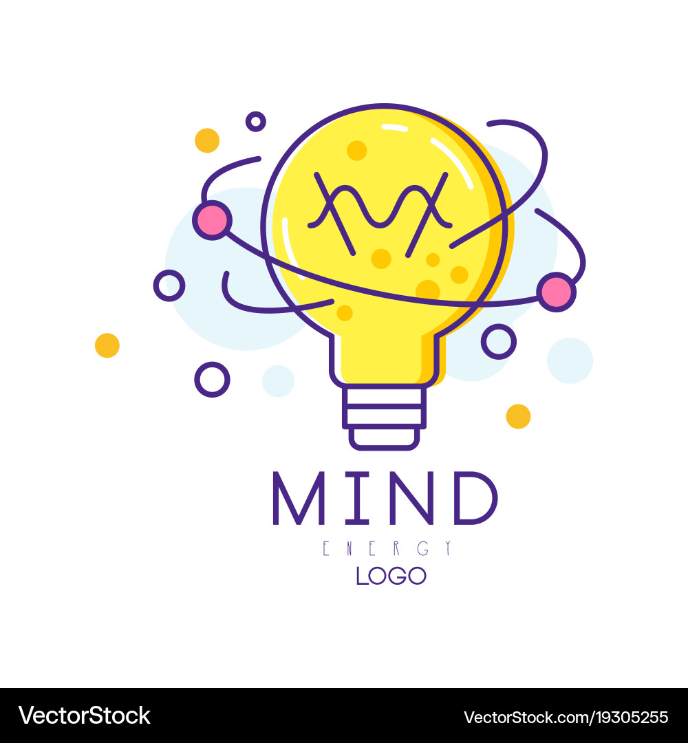 Original logo with light bulb in linear style Vector Image