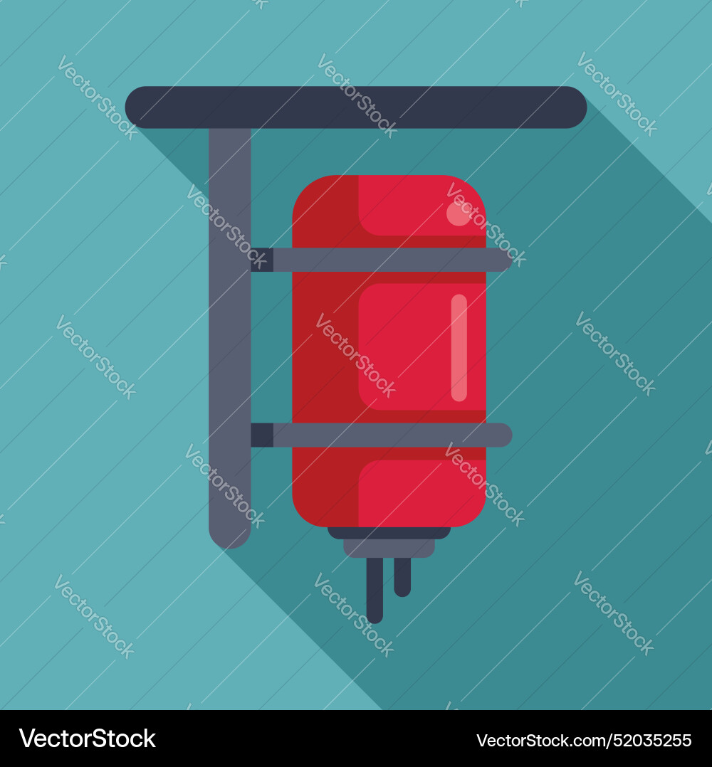 Red boiler hanging on wall providing heating Vector Image