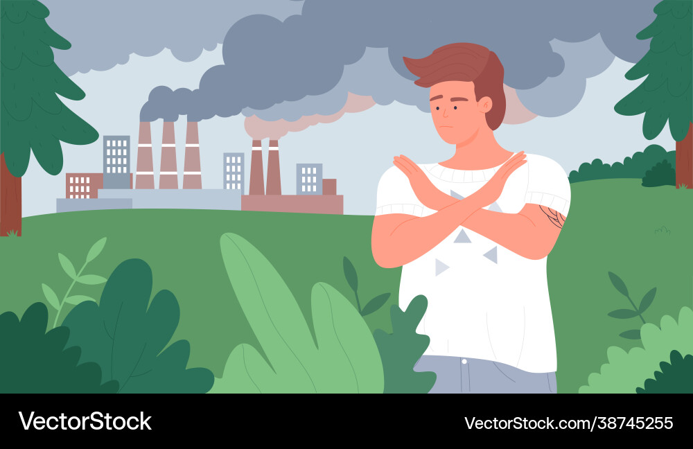 Stop air pollution ecology problem volunteer Vector Image