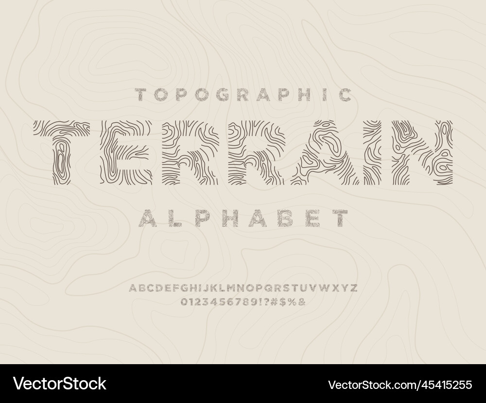 Topographic font Royalty Free Vector Image - VectorStock
