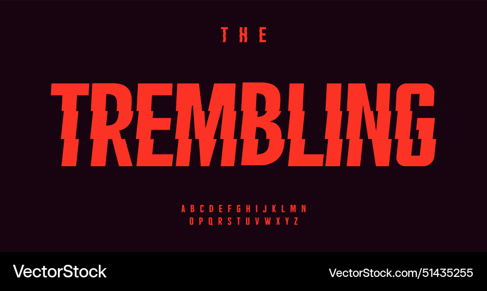 Trembling modern alphabet edgy sharp letters Vector Image
