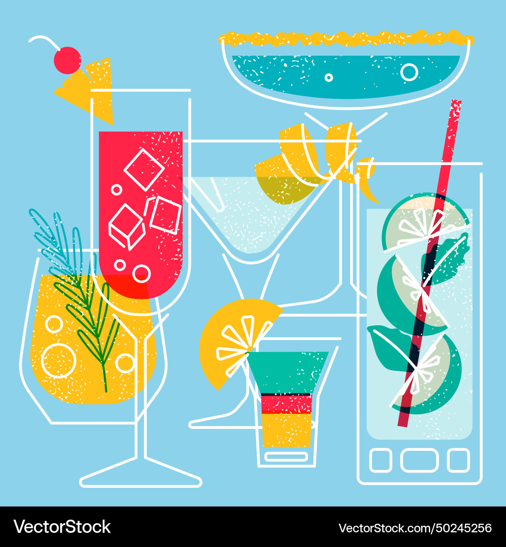 Cocktail glasses drinks Royalty Free Vector Image