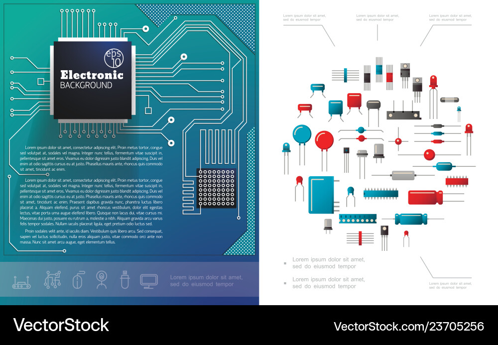 Electronic Components Circuit Board Royalty Free Vector