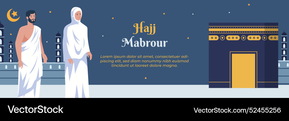 Flat hajj horizontal banners set with mecca Vector Image
