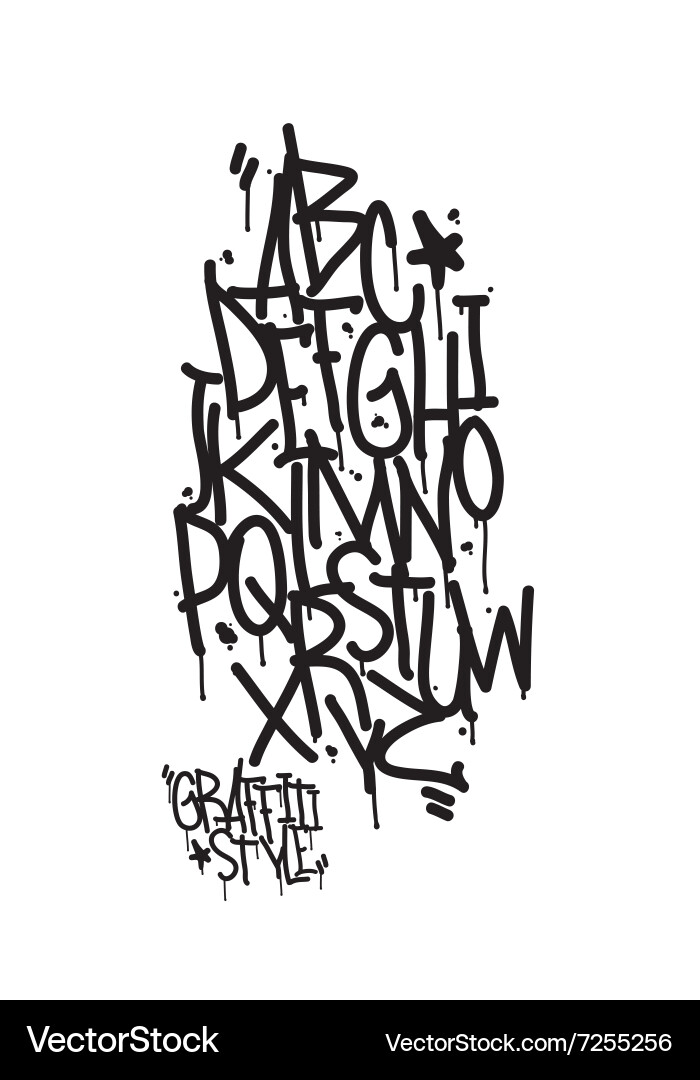 Graffiti alphabet letters of the written Vector Image
