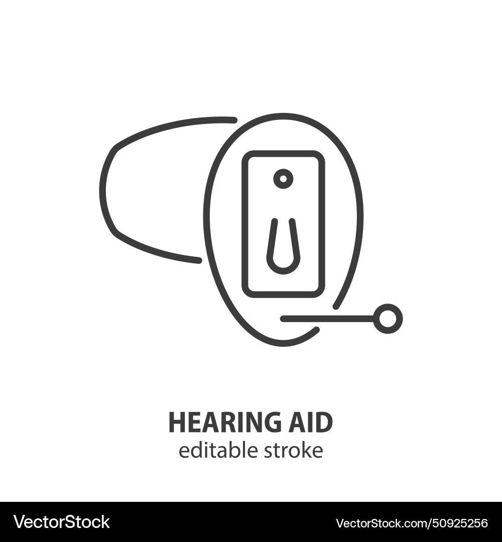 Hearing aid line icon ear aid symbol editable Vector Image