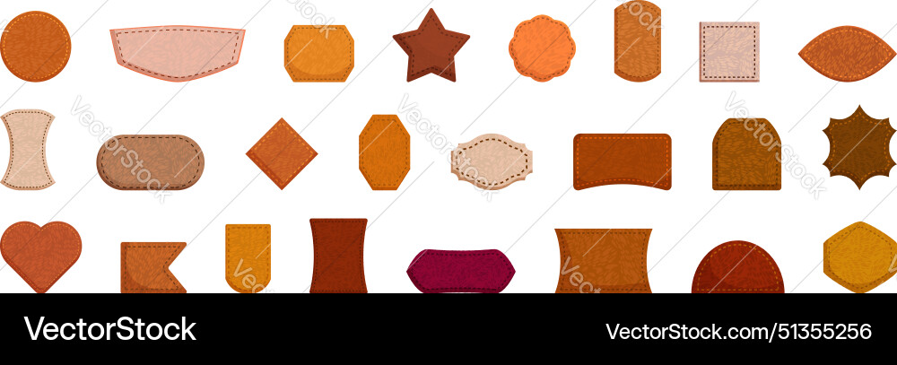 Leather labels stitches a collection Royalty Free Vector