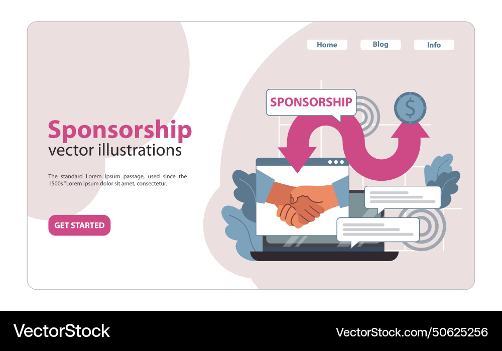 Online sponsorship agreement flat Royalty Free Vector Image