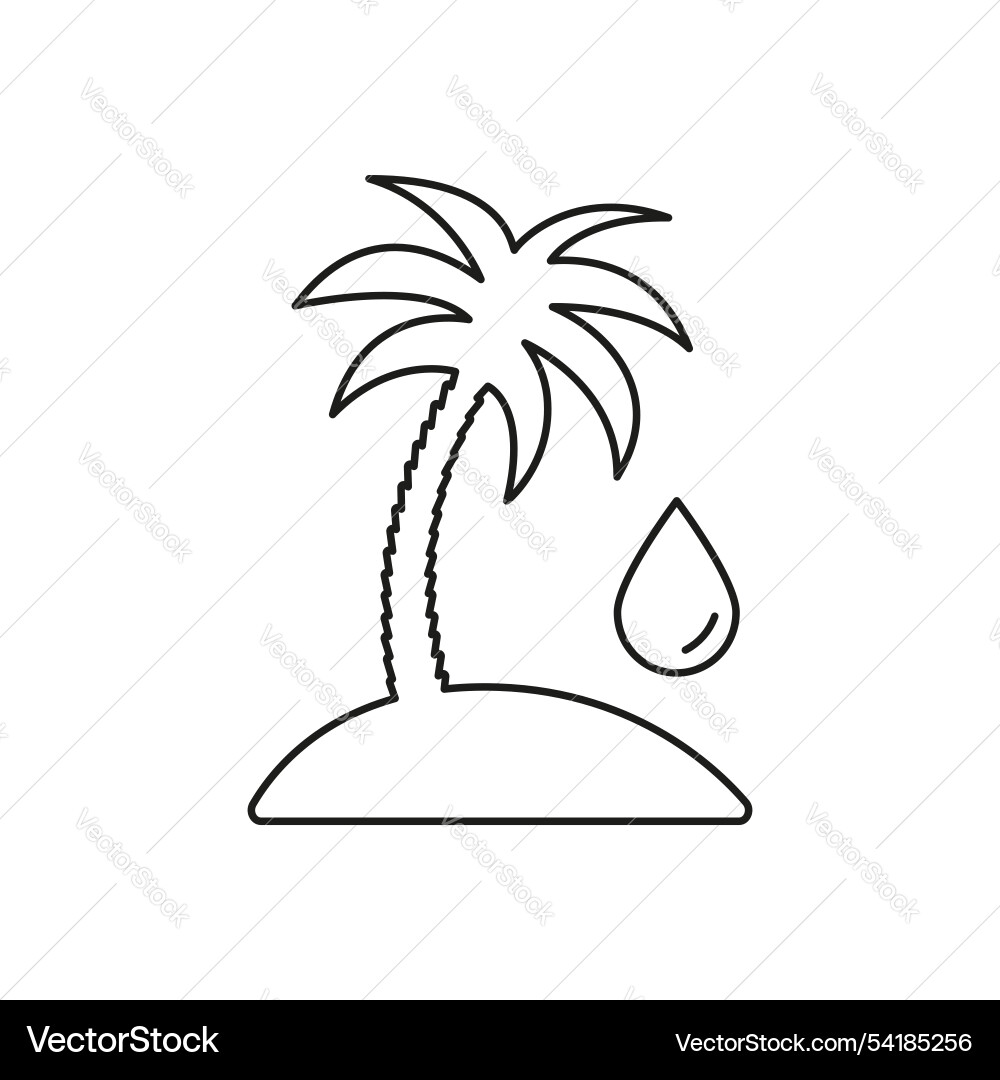 Palm tree with oil drop line icon Royalty Free Vector Image