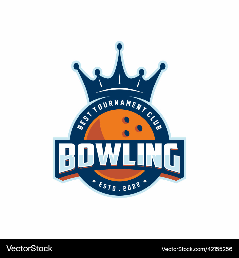Professional bowling tournament badge logo design Vector Image