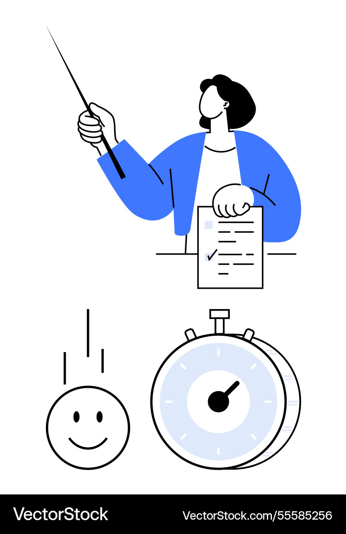 Professional presenting checklist with stopwatch Vector Image