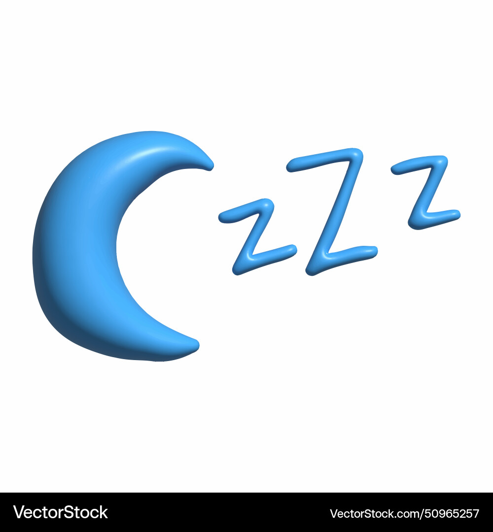 3d icon blue crescent with letter zzz Royalty Free Vector