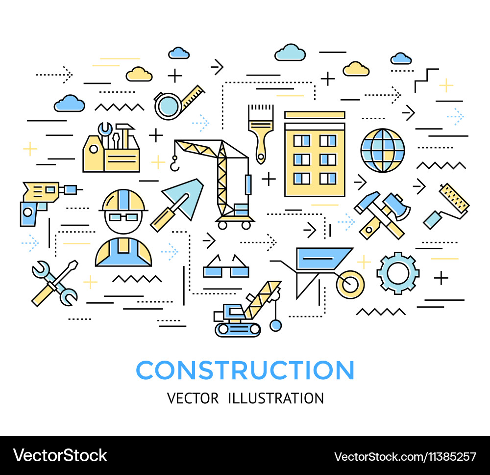 Construction line work background Royalty Free Vector Image