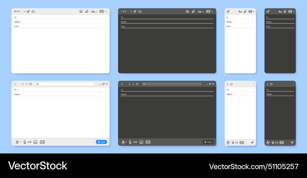 Email interface mail client new message window Vector Image