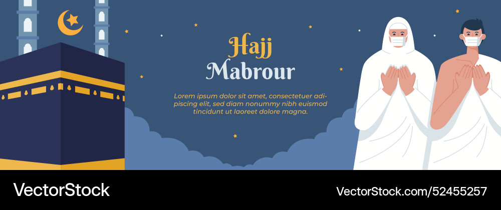 Flat hajj horizontal banners set with mecca Vector Image