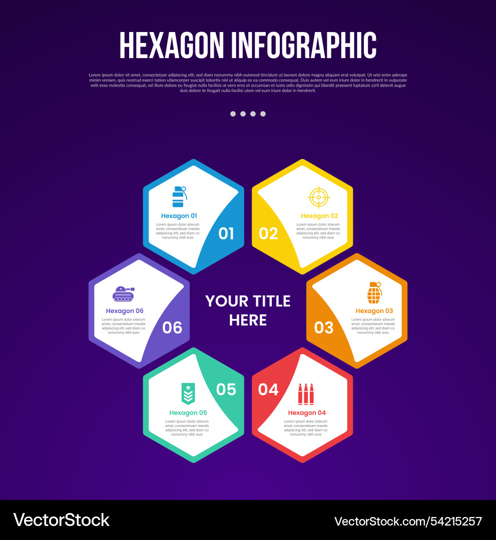 Hexagon or hexagonal six sided polygon template Vector Image