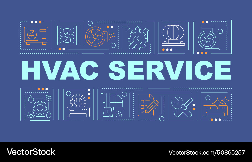Hvac maintenance blue word concept Royalty Free Vector Image
