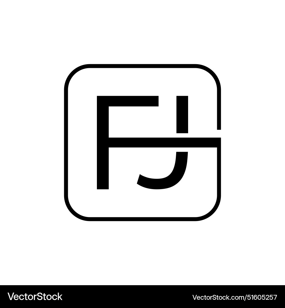 Initial fj letters square shape icon logo design Vector Image