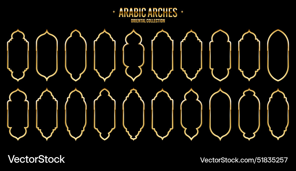 Islamic frames oriental style golden arabic Vector Image