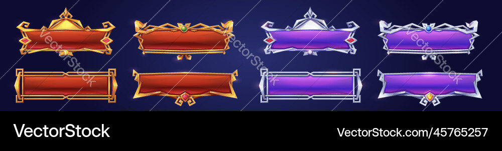 Medieval buttons ui game menu elements Royalty Free Vector