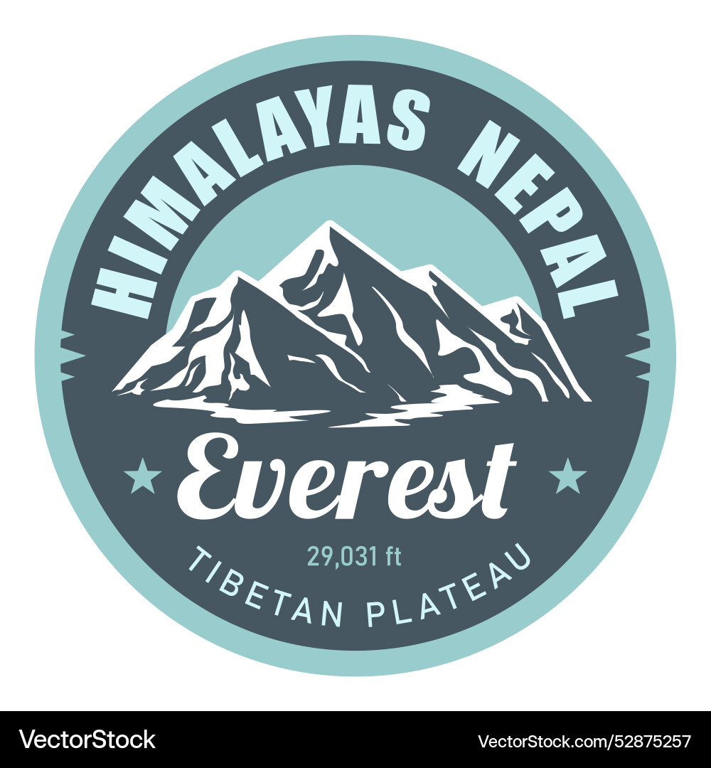 Mount everest stamp emblem with snow covered Vector Image