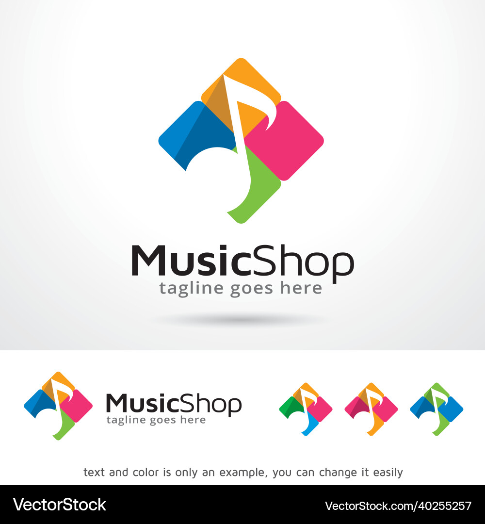 Music shop logo template Royalty Free Vector Image