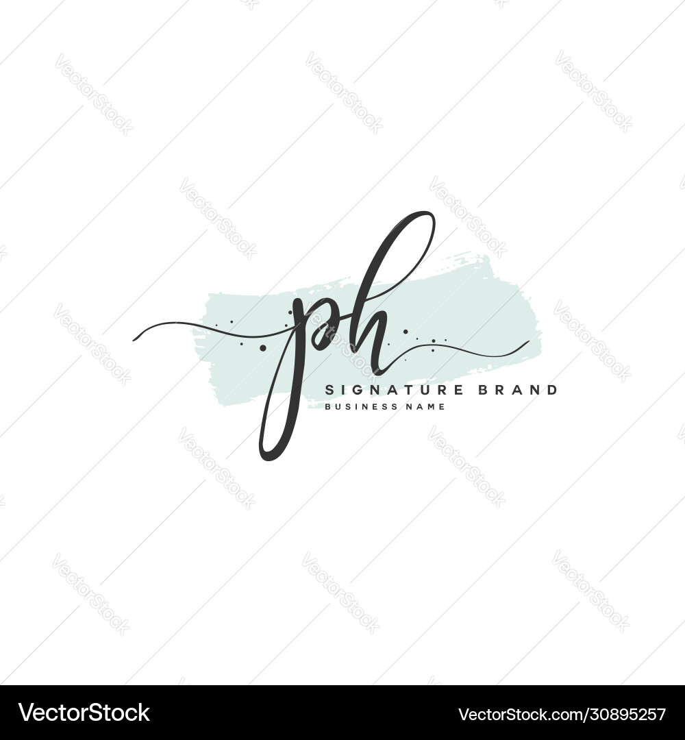 P h ph initial letter handwriting and signature Vector Image