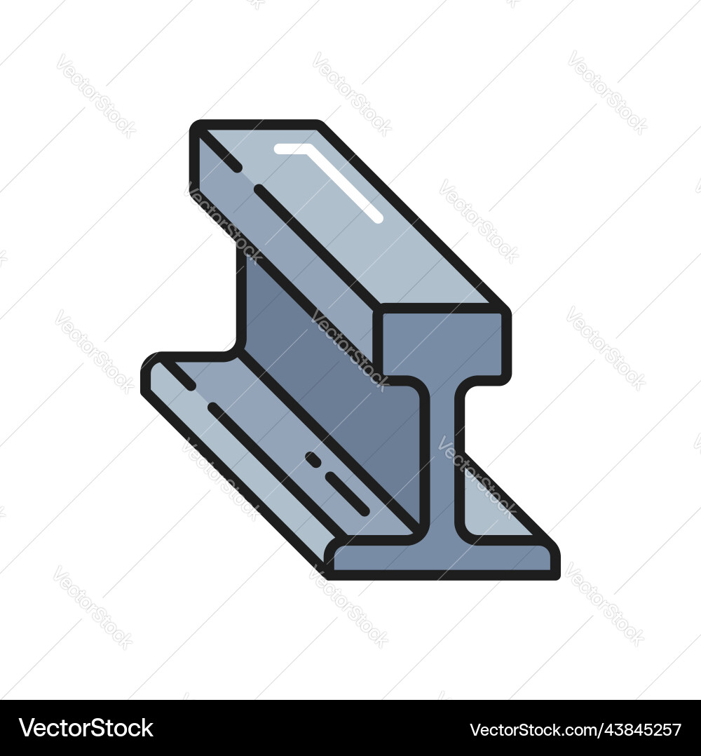 Rail profile rolled metal product outline icon Vector Image