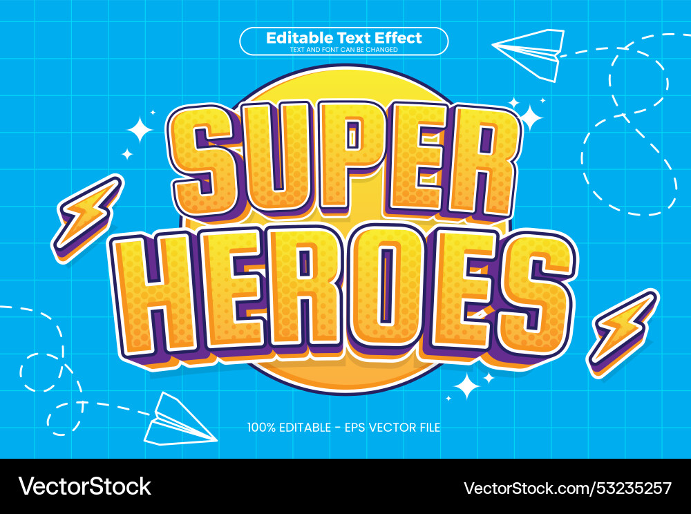 Super heroes editable text effect in modern trend Vector Image