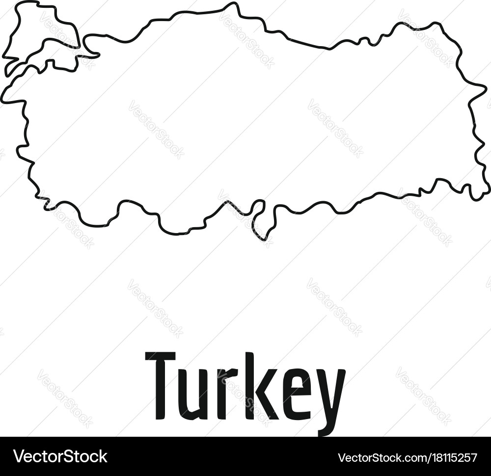 Turkey map thin line simple Royalty Free Vector Image