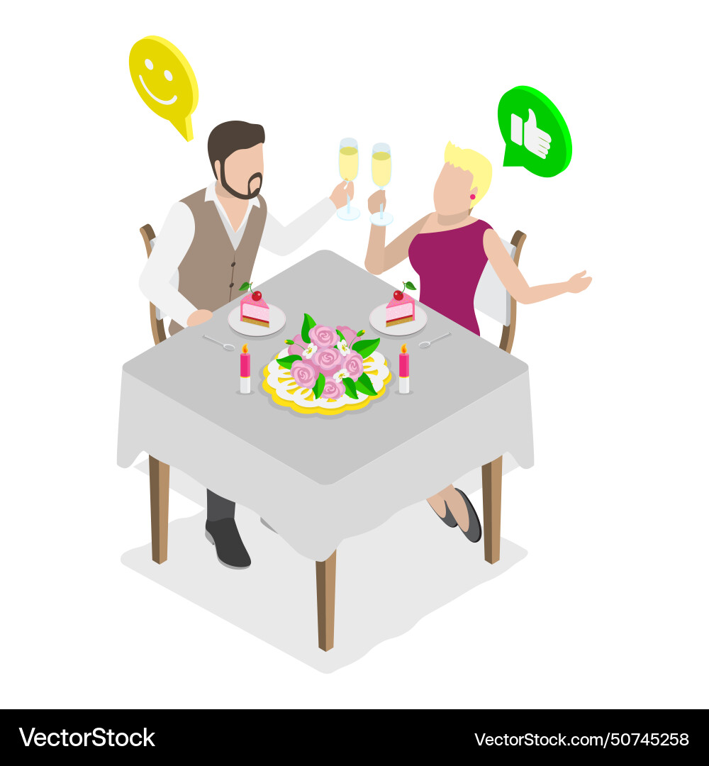 3d isometric flat of romantic Royalty Free Vector Image