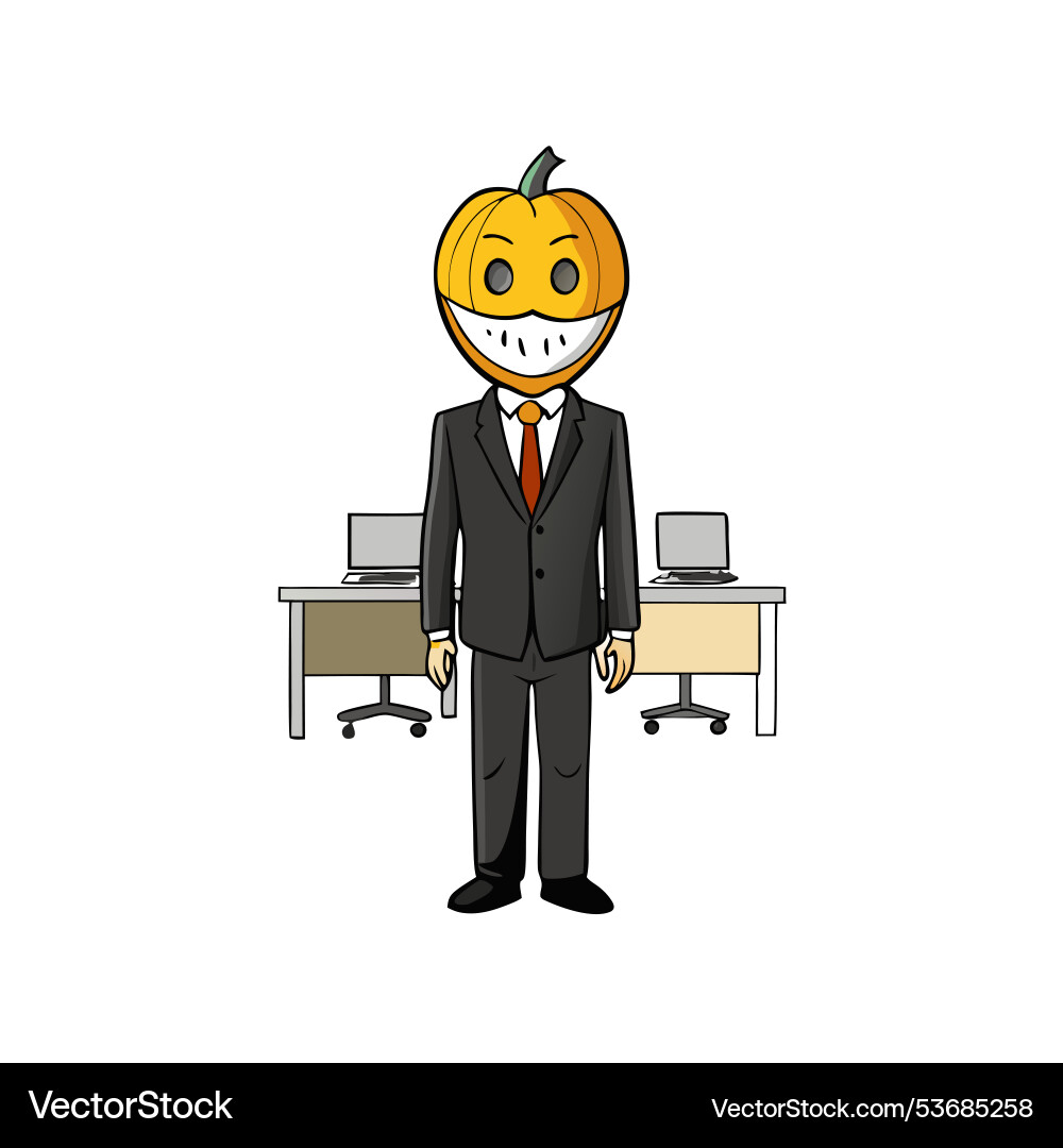 Anonymous man wearing a pumpkin on his head Vector Image