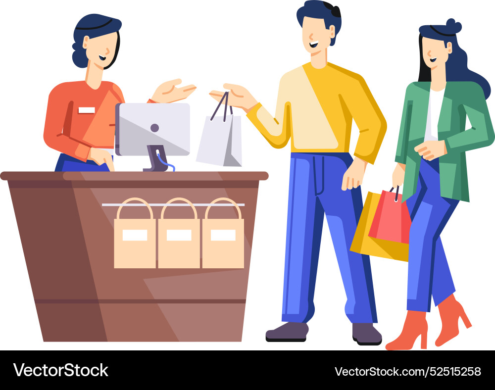 Basic rgba flat character of checkout Royalty Free Vector