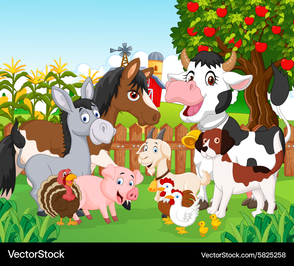 Cartoon happy animal collection Royalty Free Vector Image