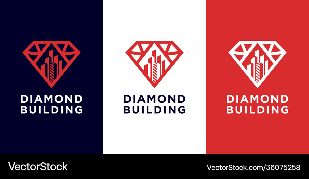 Diamond building logo design Royalty Free Vector Image