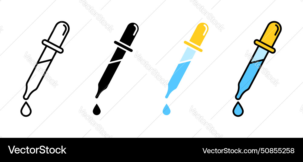 Dropper pipette icon set chemistry laboratory Vector Image