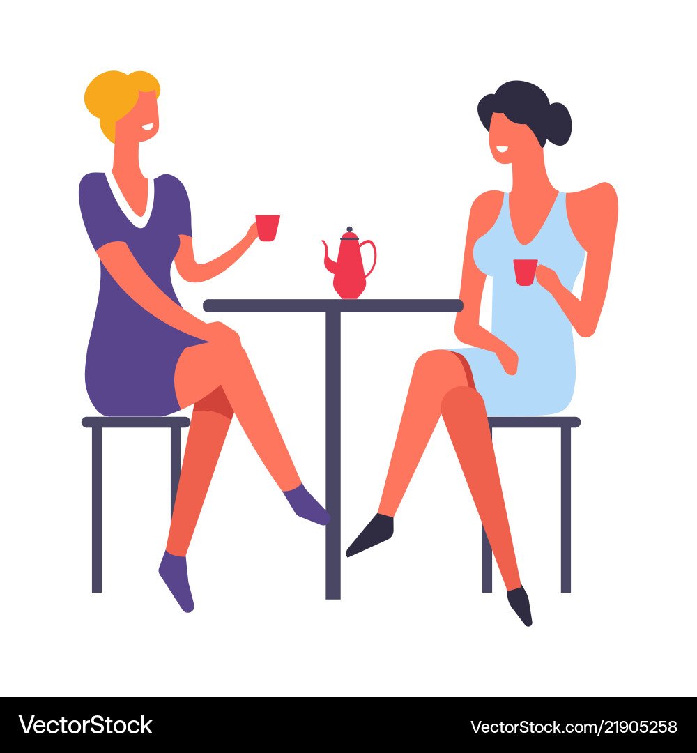 Females relaxing by drinking tea and talking Vector Image