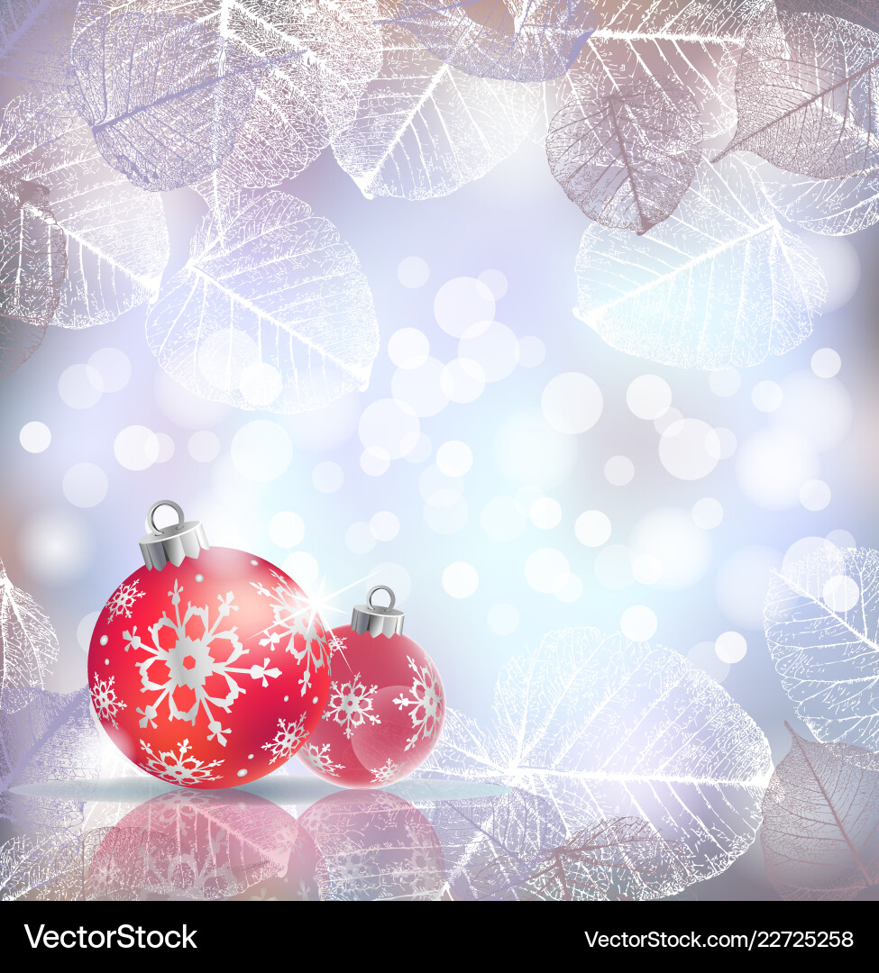 Festive winter background with red holiday balls Vector Image
