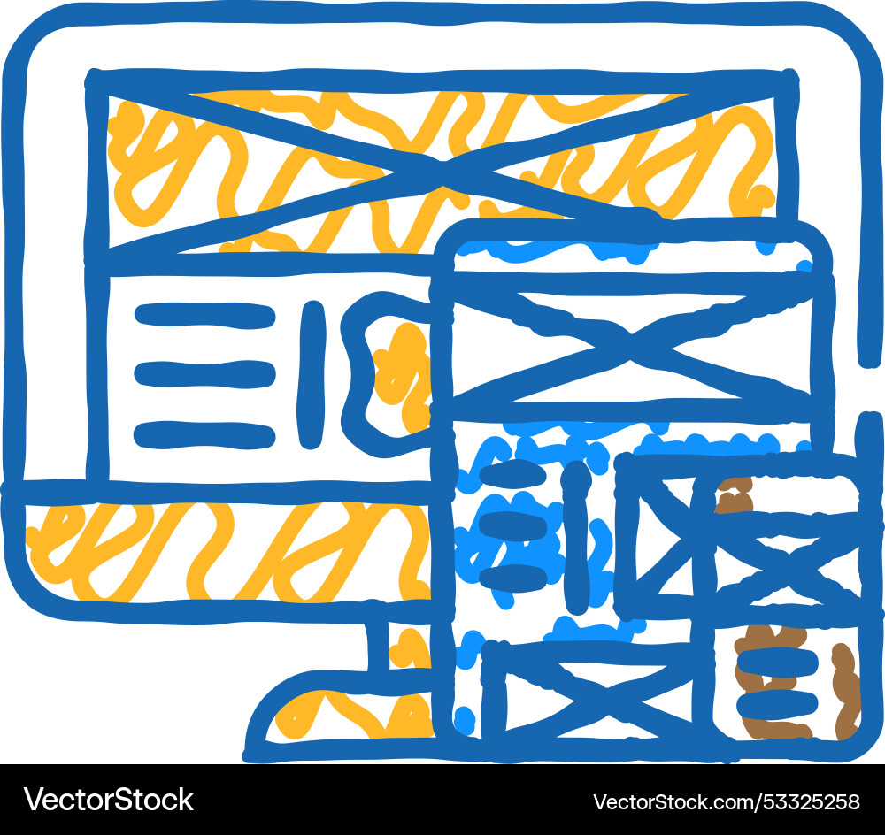 Mockup Ux Ui Design Icon Doodle Royalty Free Vector Image