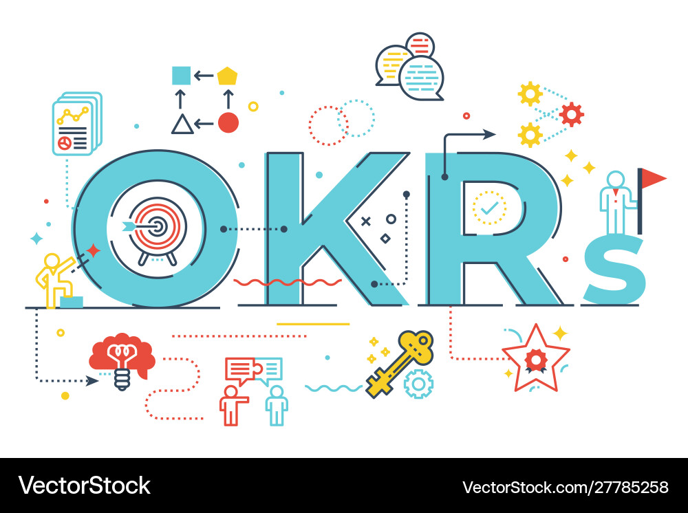 OKR Objectives and Key Results Icons Royalty Free Vector