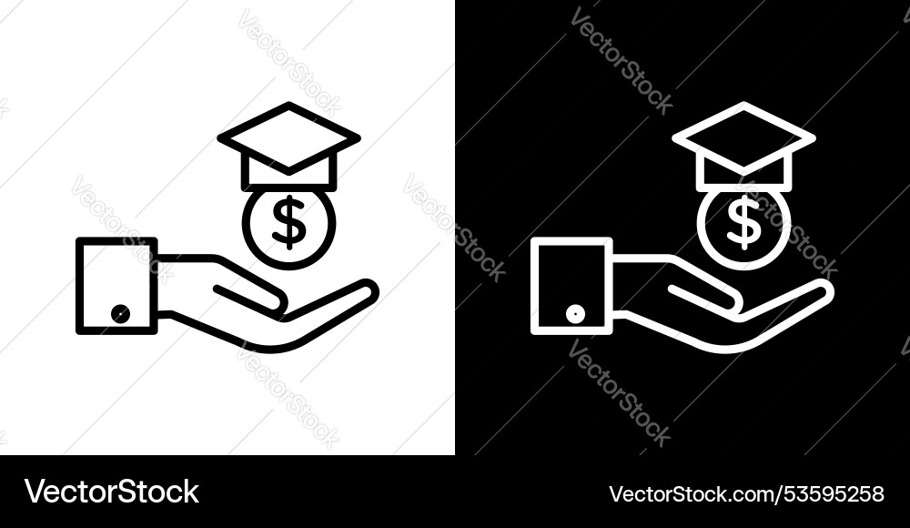 School fees thin line icon set Royalty Free Vector Image