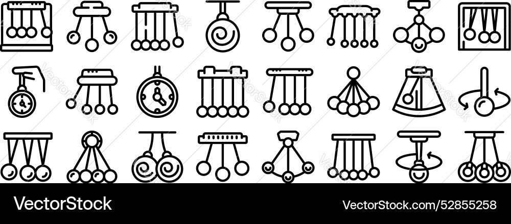 Swinging hypnosis pendulum icons set Royalty Free Vector