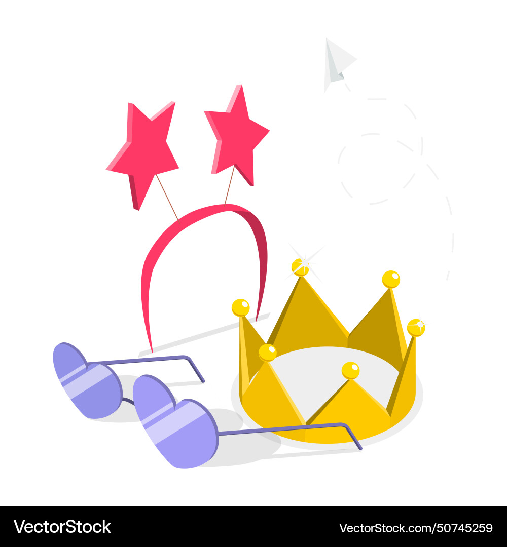 3d isometric flat set of party items item Vector Image