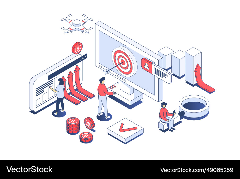 Business strategy concept in 3d isometric design Vector Image