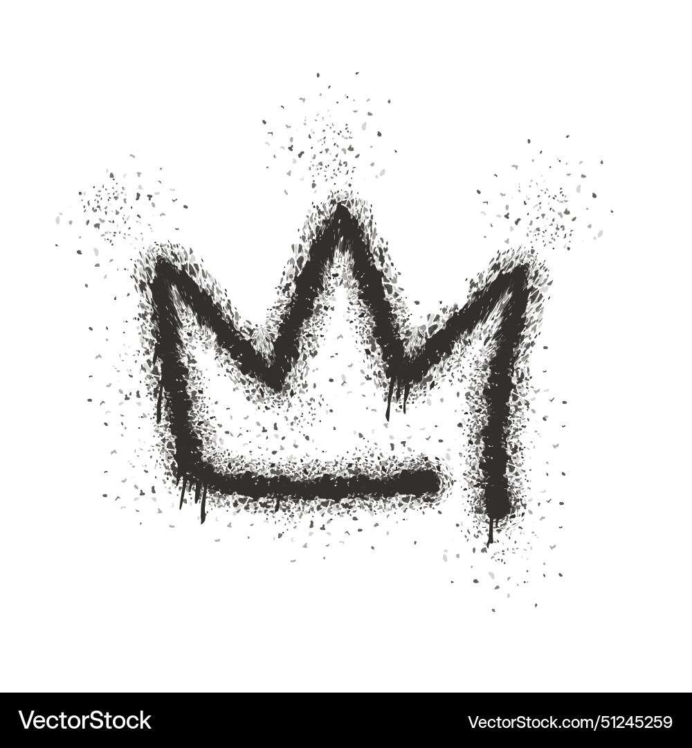 Graffiti style crown with overspray in black over Vector Image