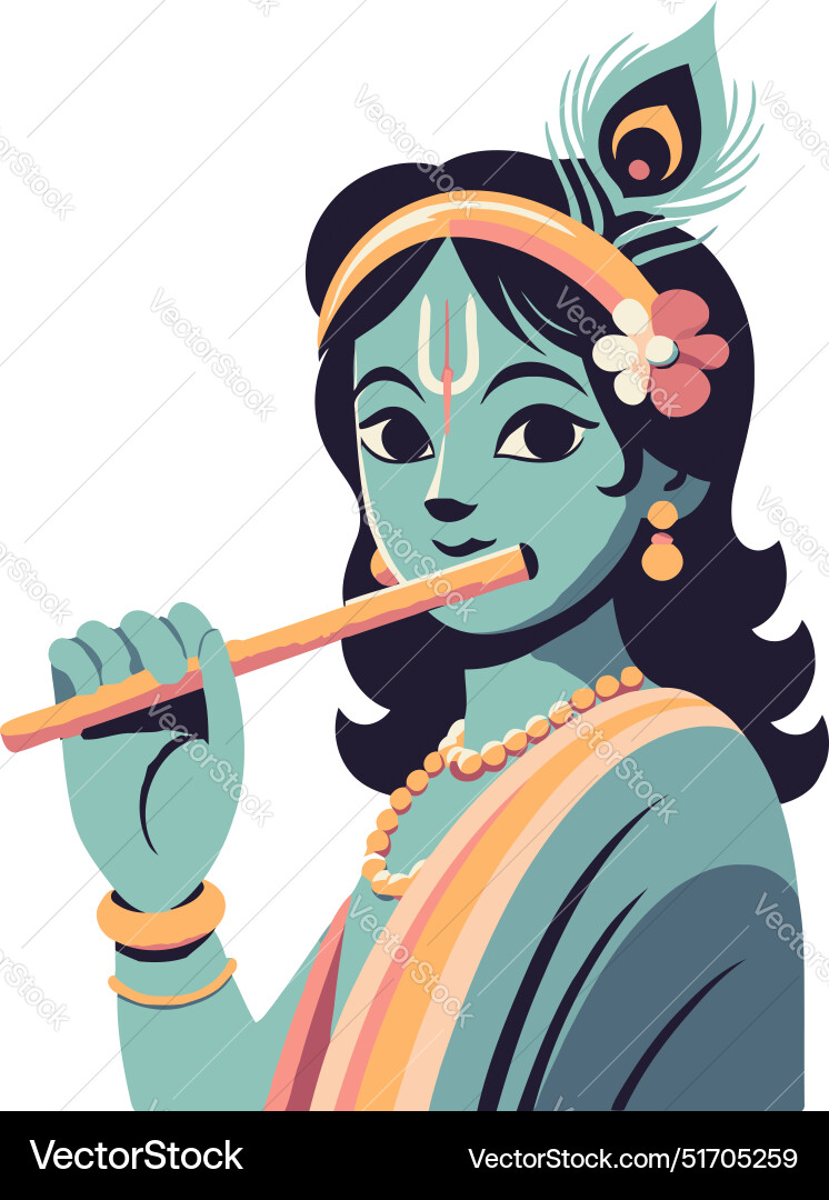 Krishna flat Royalty Free Vector Image - VectorStock