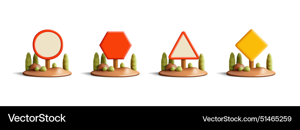 Main forms of 3d traffic rules road signs blank Vector Image